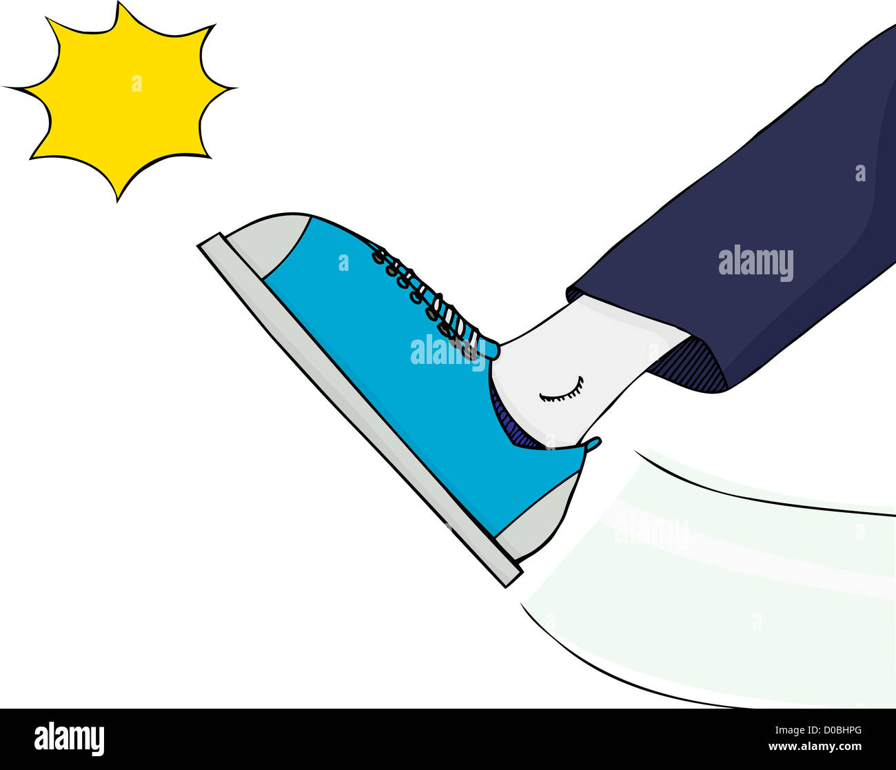 Generic foot kicking something with explosion effect over white Stock ...