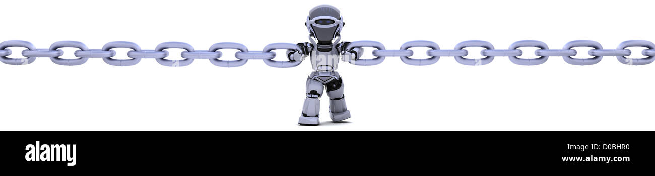 3D render of a robot holding a chain Stock Photo - Alamy