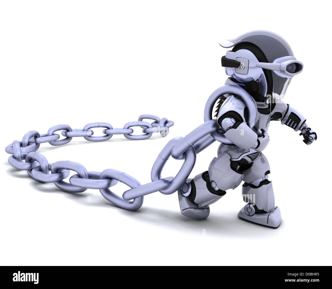 3D render of a robot holding a chain Stock Photo - Alamy