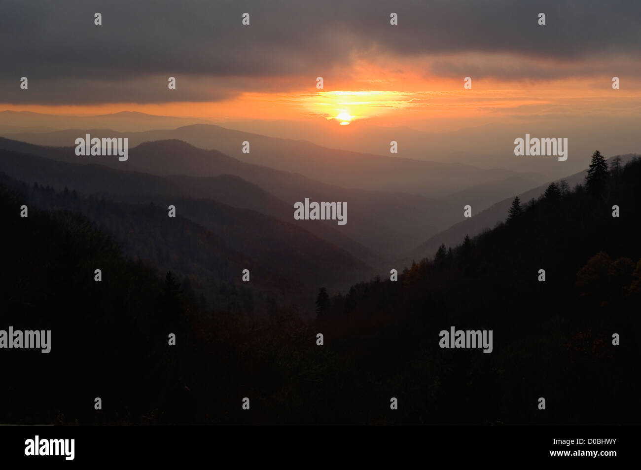 Sunrise in the Great Smoky Mountains National Park in North Carolina ...