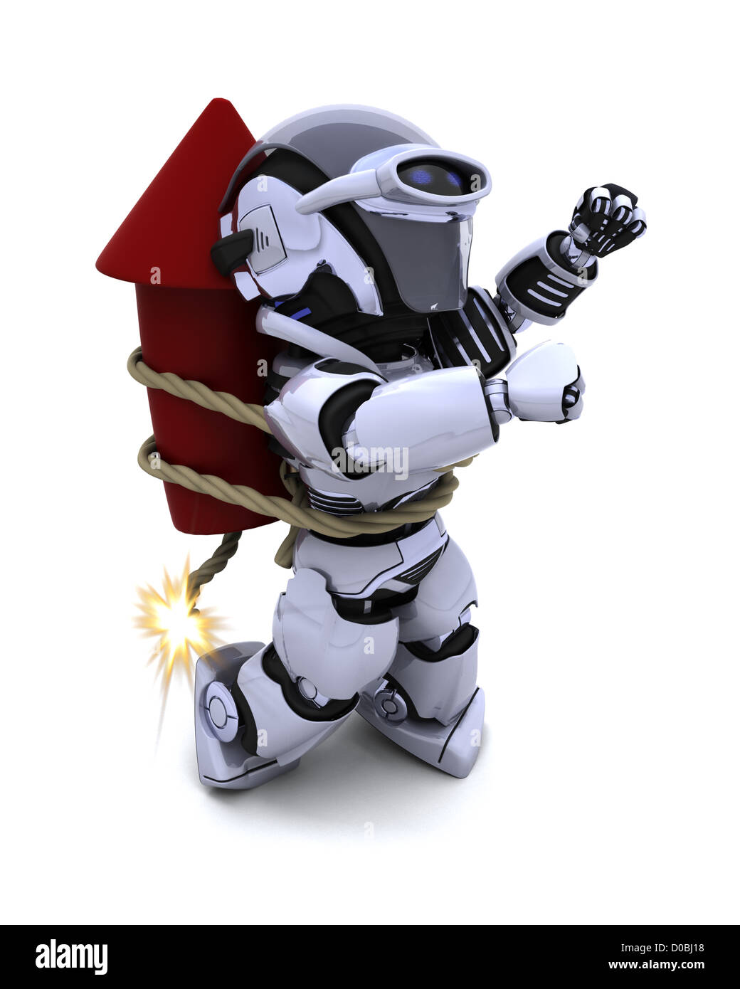 3D Render of a Robot lighting a firework Stock Photo - Alamy