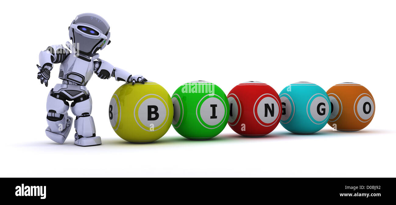3d render of a robot with bingo balls Stock Photo - Alamy