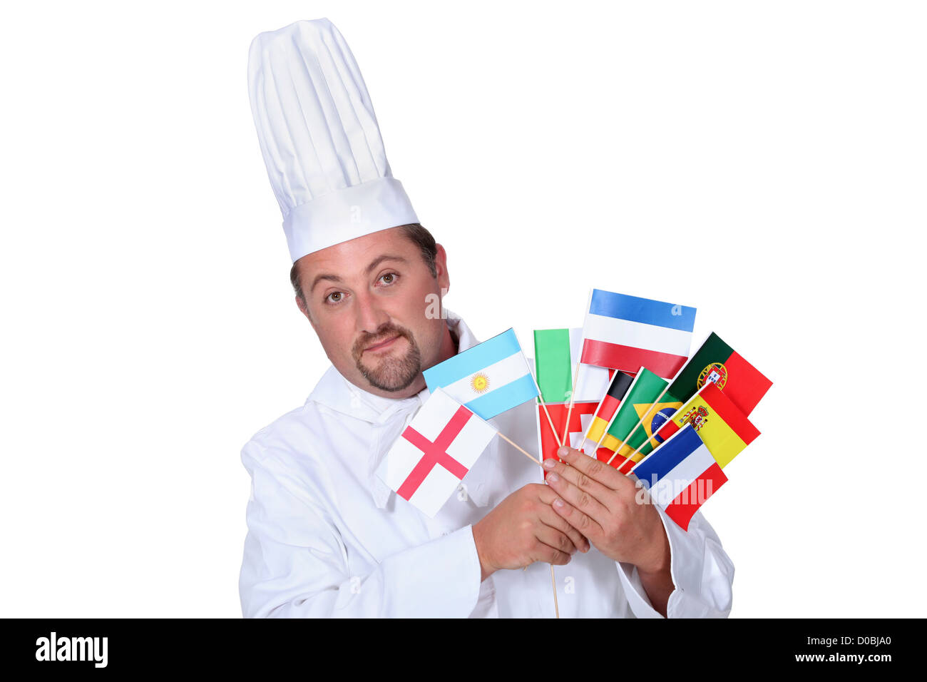 Chef with national flags Stock Photo - Alamy