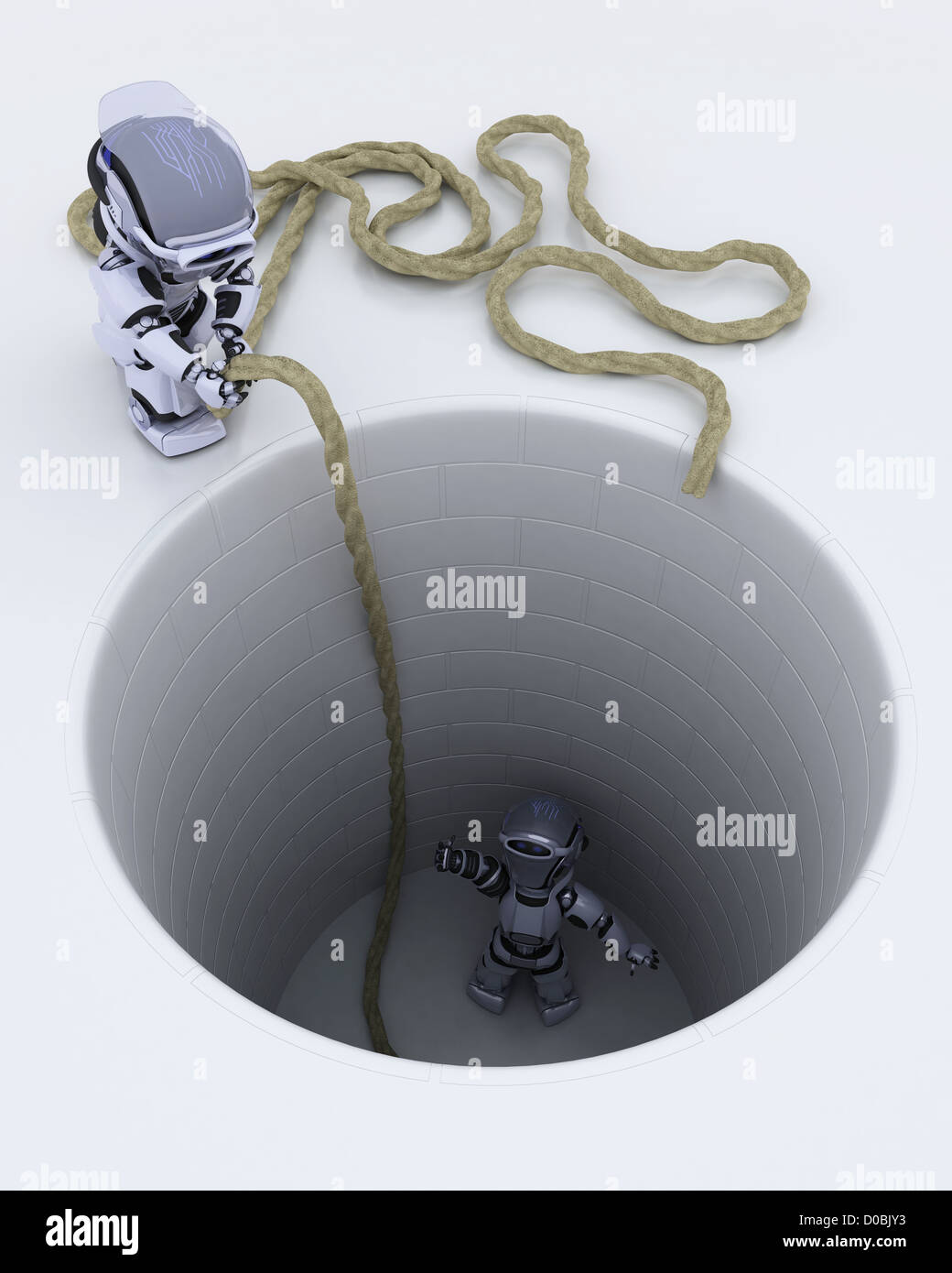 3D render of a robot trapped in a hole Stock Photo - Alamy