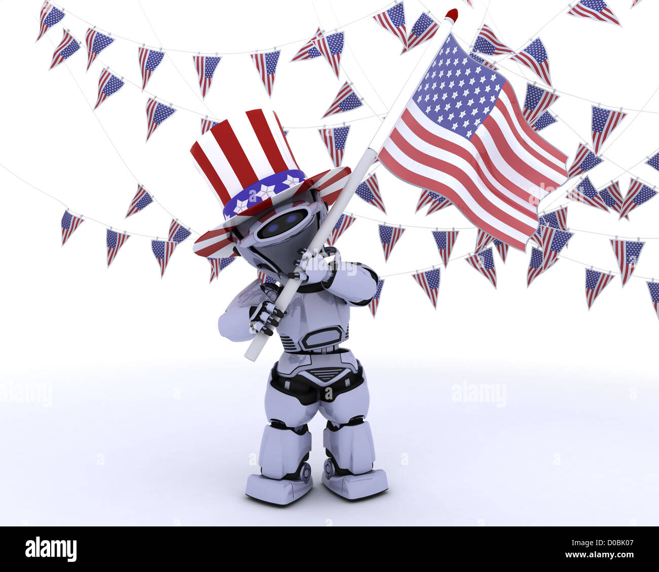 3D render of a robot with american flag Stock Photo - Alamy