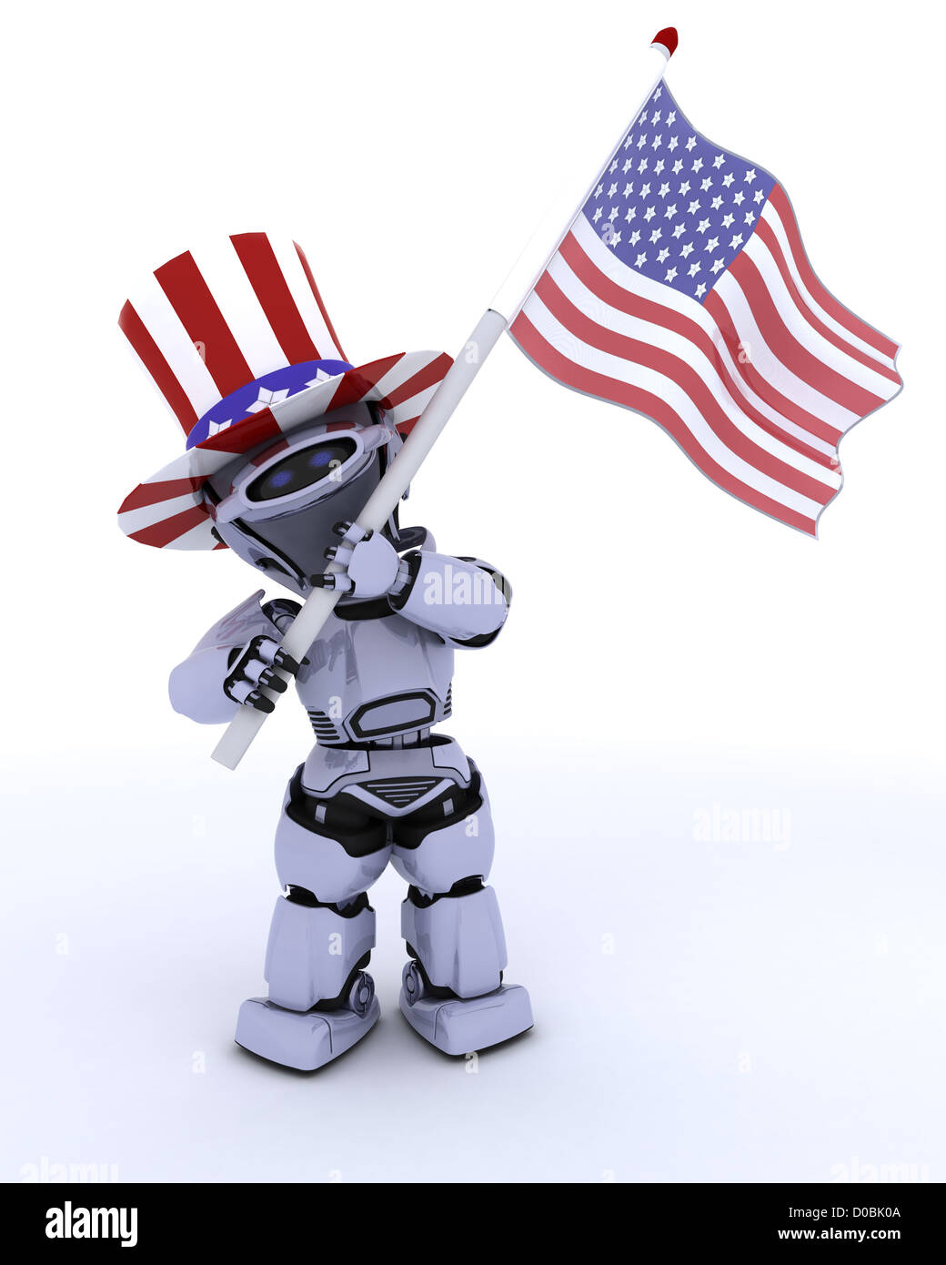 3D render of a robot with american flag Stock Photo - Alamy