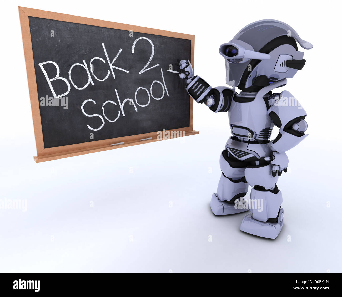 3D render of a Robot with school chalk board back to school Stock Photo ...