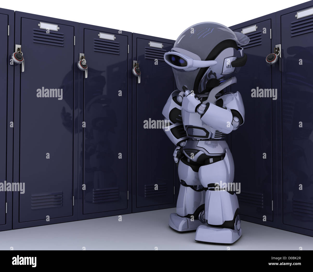 3D render of a Robot with school locker Stock Photo - Alamy