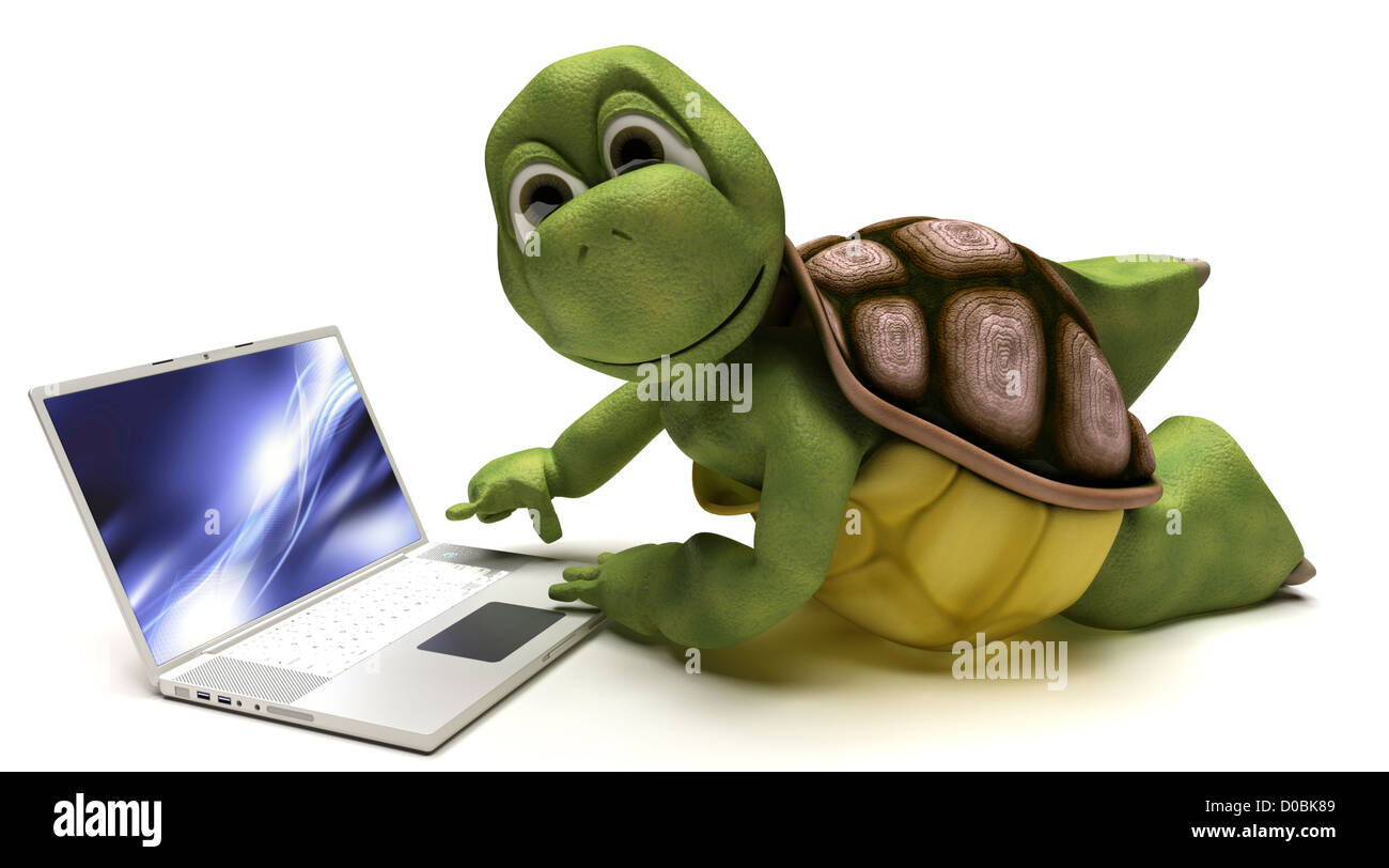 3D Render of a Tortoise and computer Stock Photo - Alamy