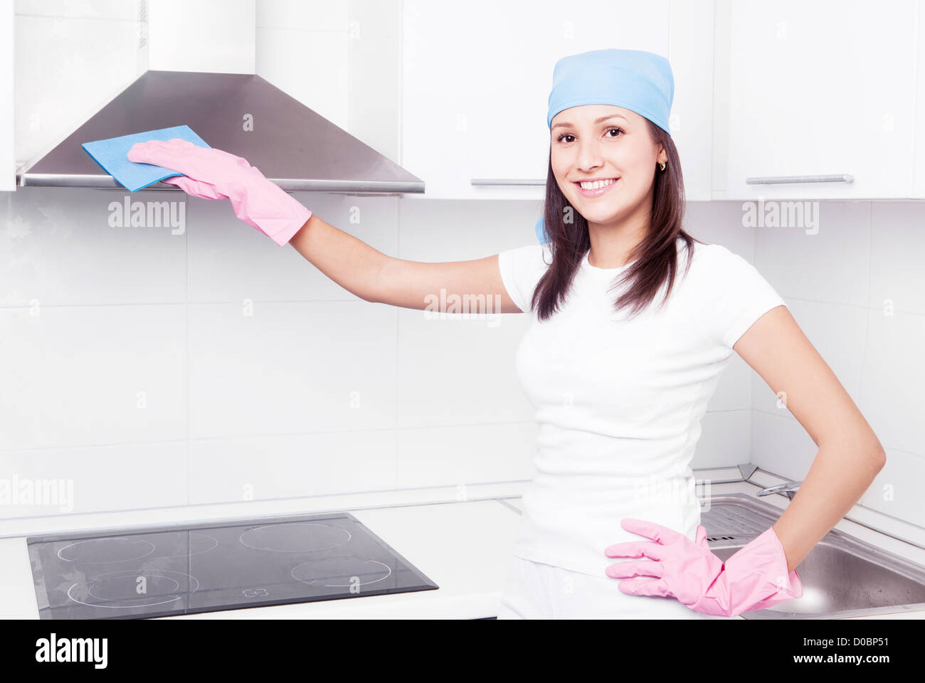 happy housewife cleaning the house Stock Photo - Alamy
