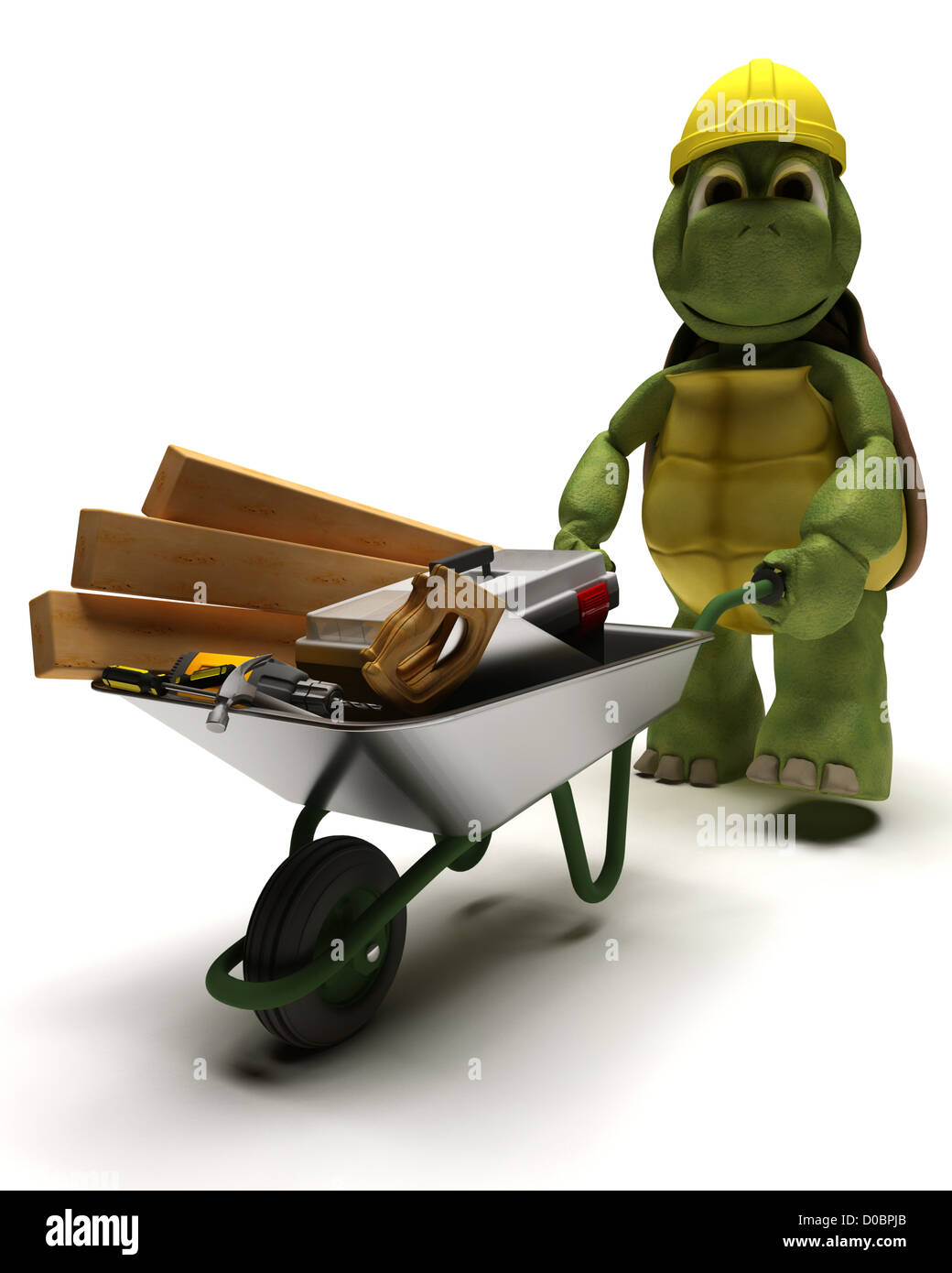 3D Render of a Tortoise with wheel barrow and tools Stock Photo - Alamy