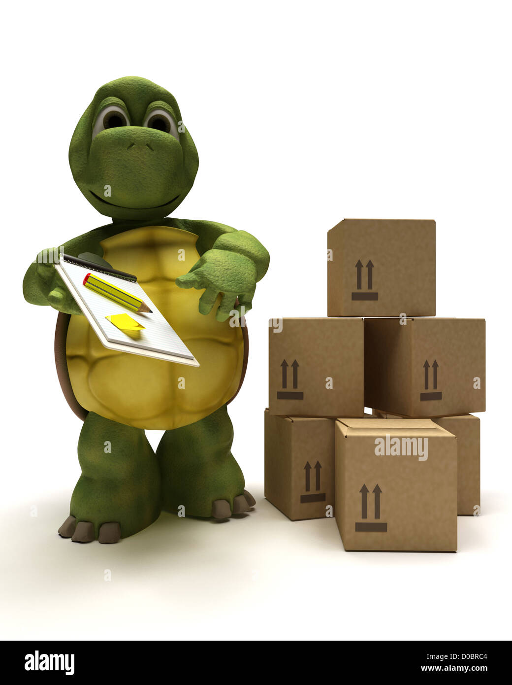 3D Render of a Tortoise with shipping boxes Stock Photo - Alamy