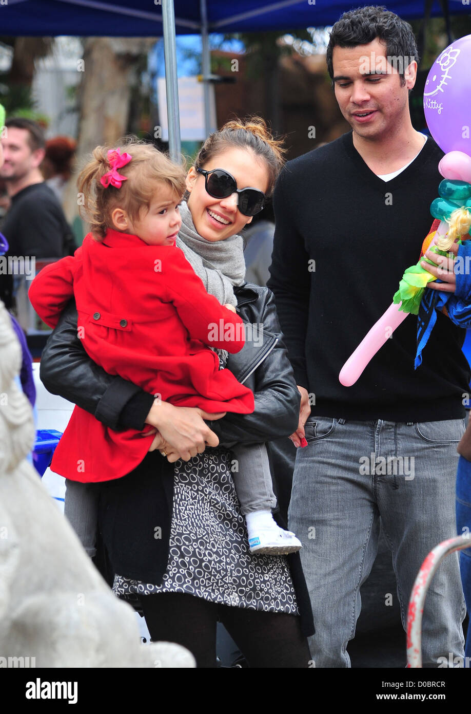 Jessica Alba, Cash Warren and their daughter Honor Marie at Santa ...