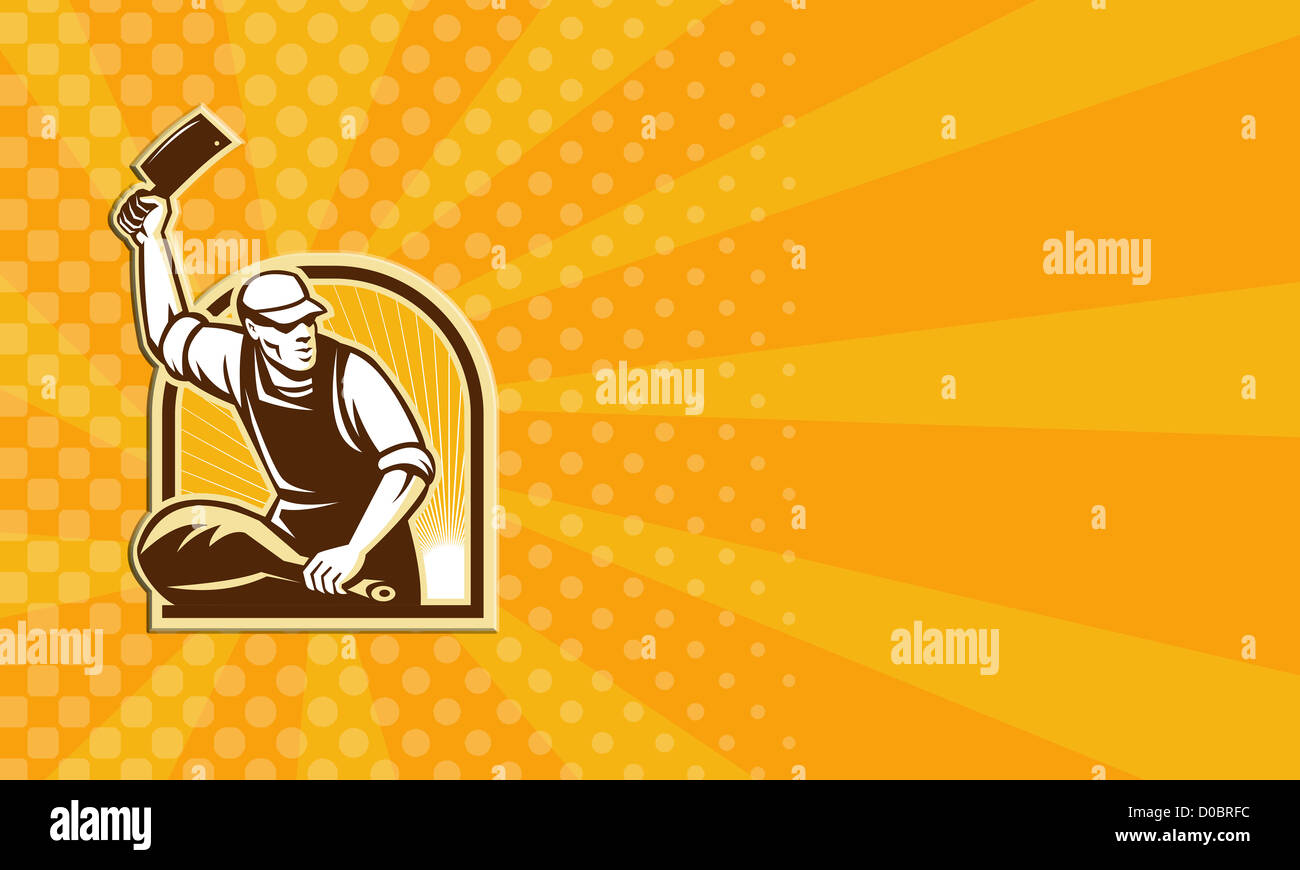 Business card ideal for butcher or butchery showing illustration of ...