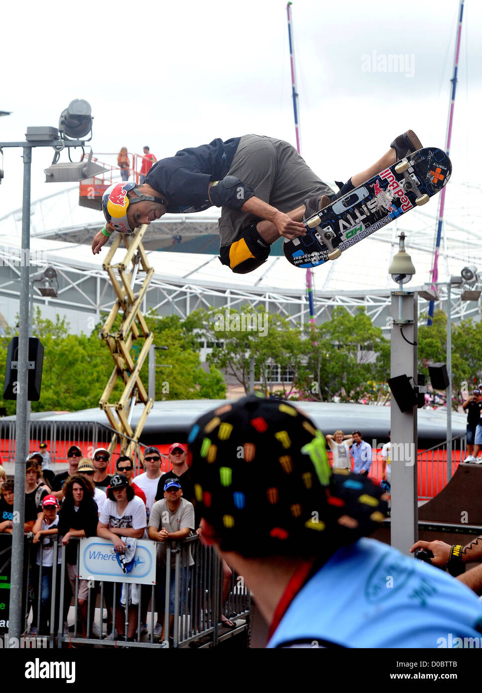 Skateboarder Tony Hawk performed at the Sydney Telstra 500 V8 Supercar ...
