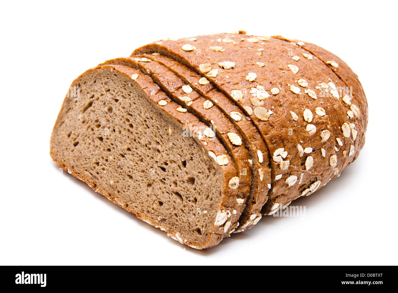 Malt bread slivered and on white background Stock Photo - Alamy