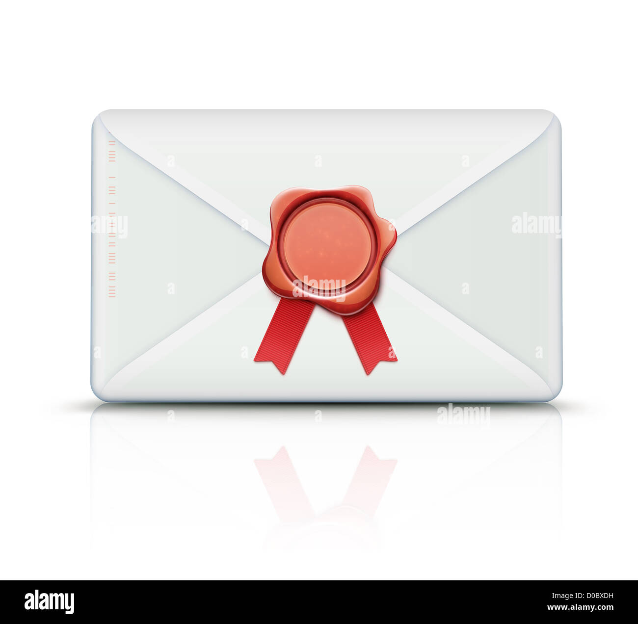 closed detailed post envelope and red old-fashioned wax seal with ...