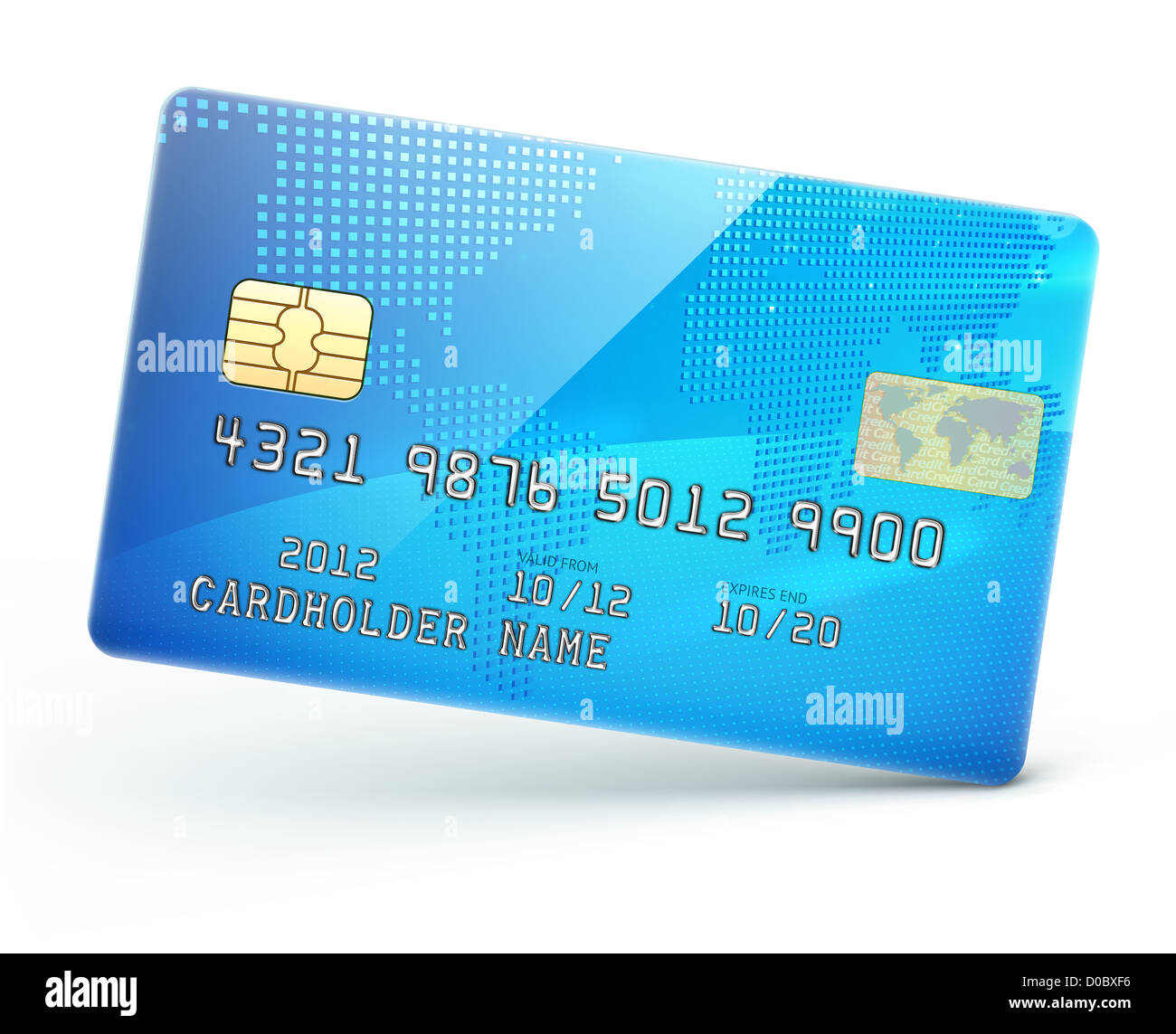 detailed glossy blue credit card isolated on white background Stock ...