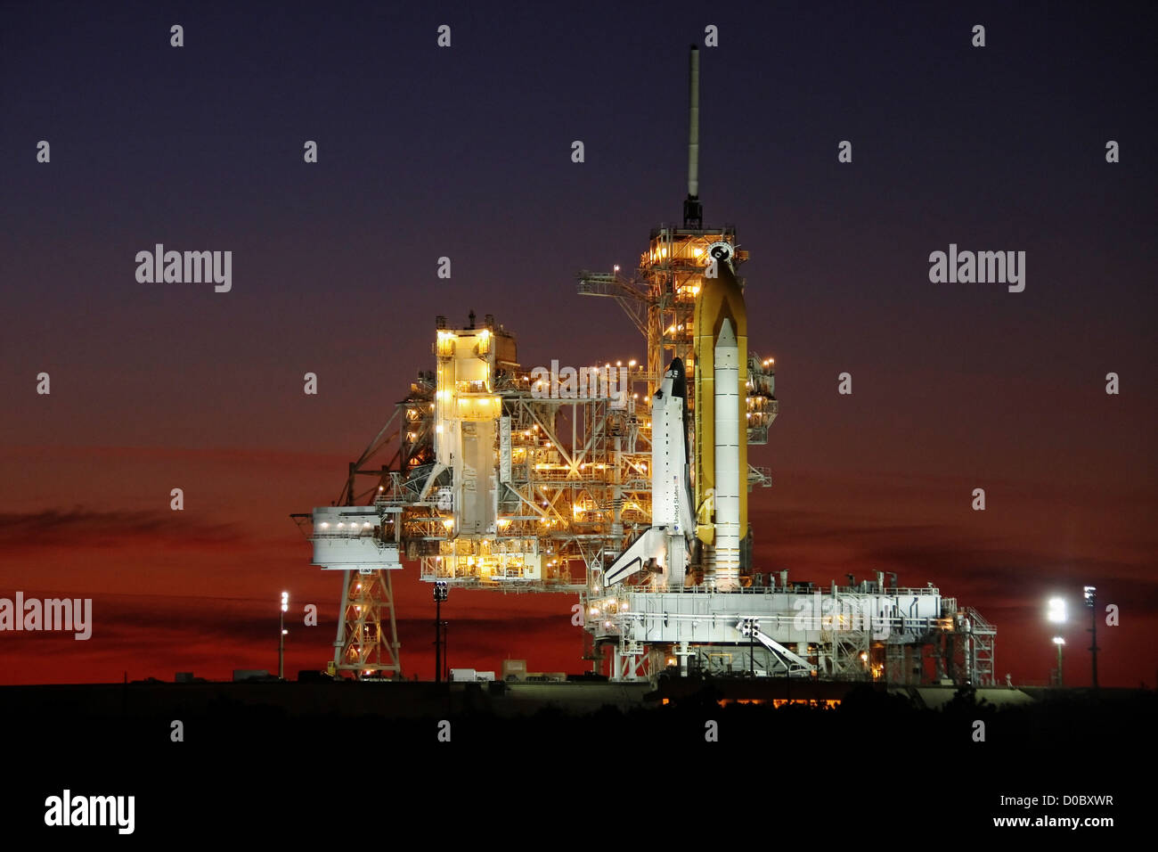 CAPE CANAVERAL Fla. - As sun sets behind Launch Pad 39A NASA's Kennedy ...