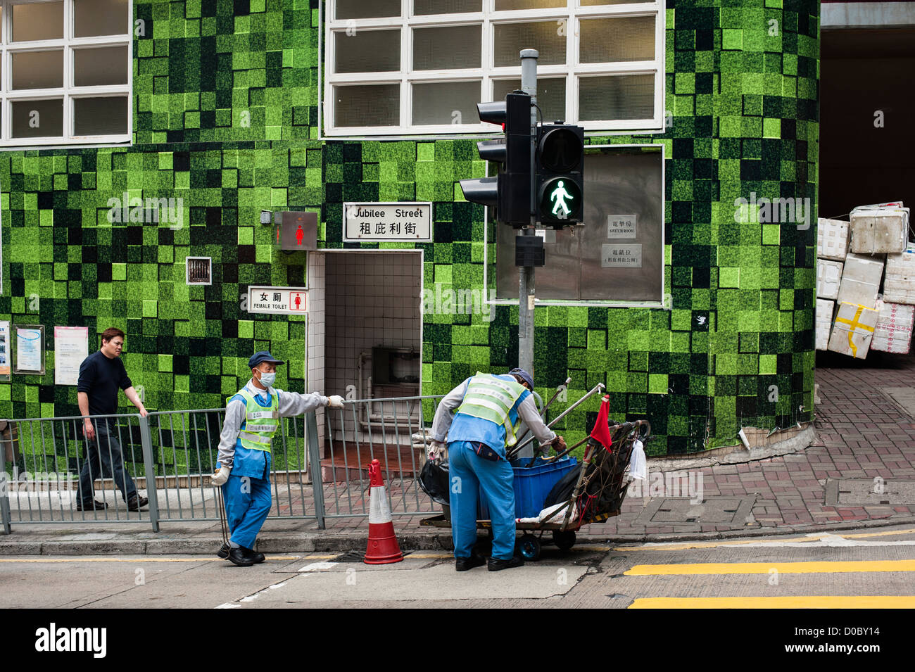 Hong Kong, 6 March 2012 Garbage collectors in Jubilee Street in Central ...