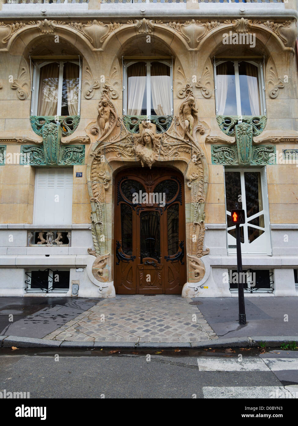 Door of 29 Avenue Rapp, Paris. Art Nouveau building by architect Jules ...
