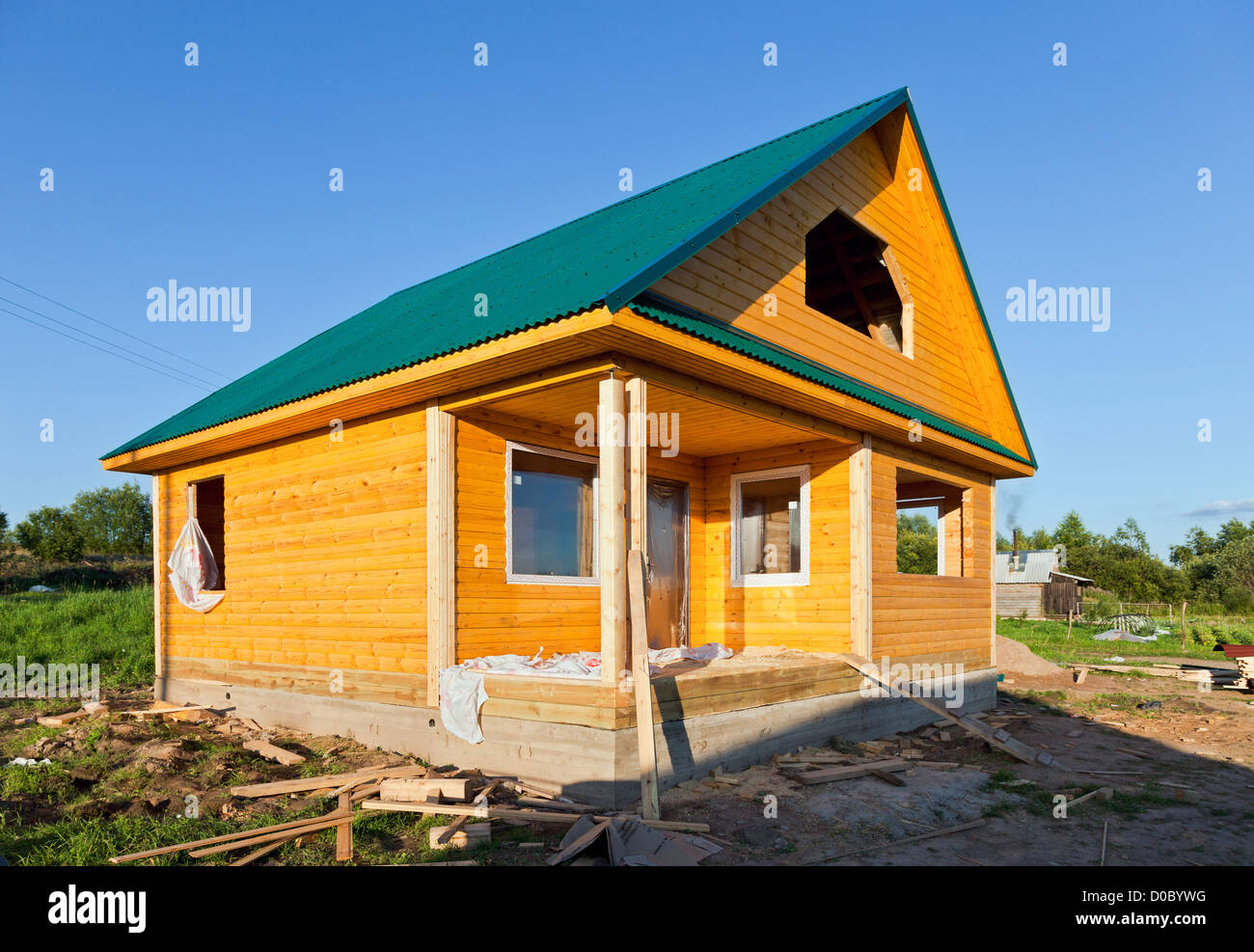 Construction of a new wooden house Stock Photo - Alamy