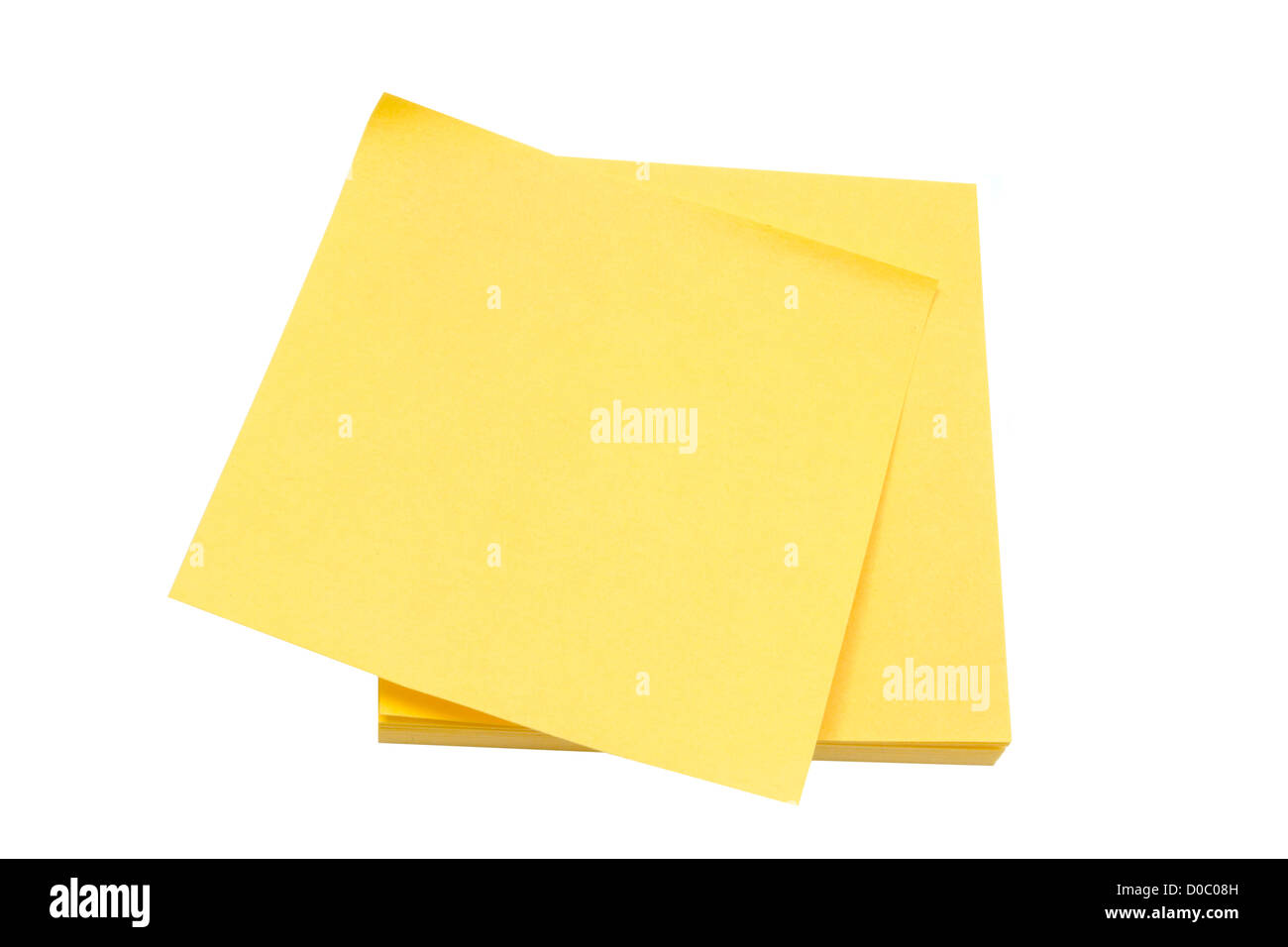 Yellow memo paper isolated on white background Stock Photo - Alamy