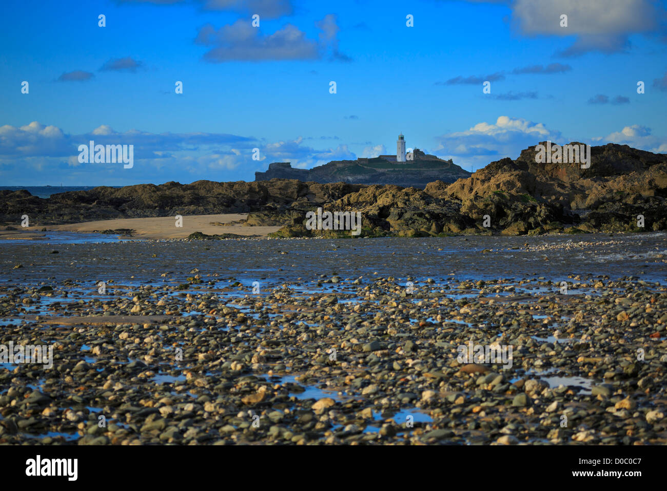 Godrevy Lighthouse and the beach at Gwithian, Cornwall Stock Photo - Alamy