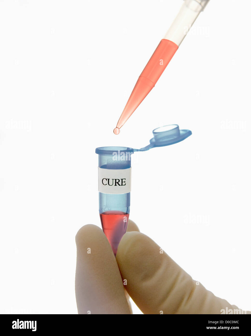 A Scientist Loads a Microfuge Tube Labeled Cure Stock Photo - Alamy