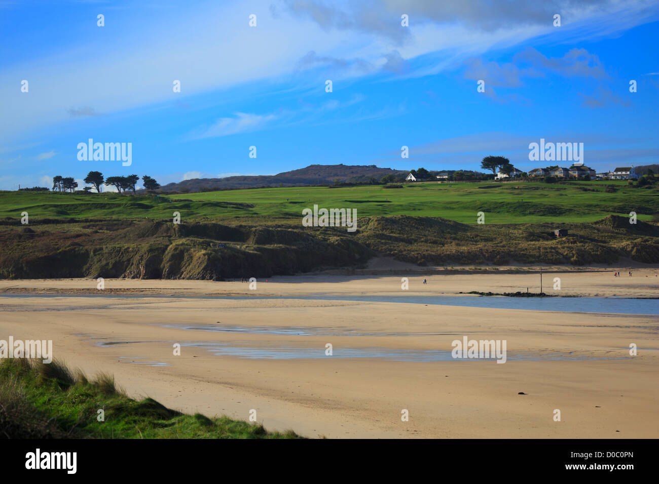 Hayle Estuary, Cornwall. The West Cornwall Golf Club, Lelant, overlooks ...