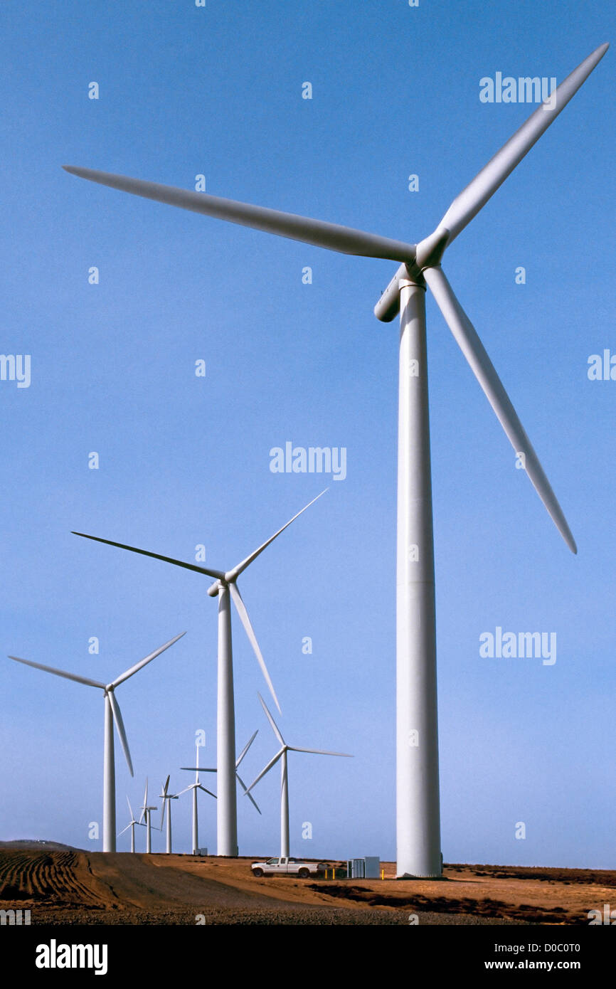 A Row of Wind Towers Stock Photo - Alamy
