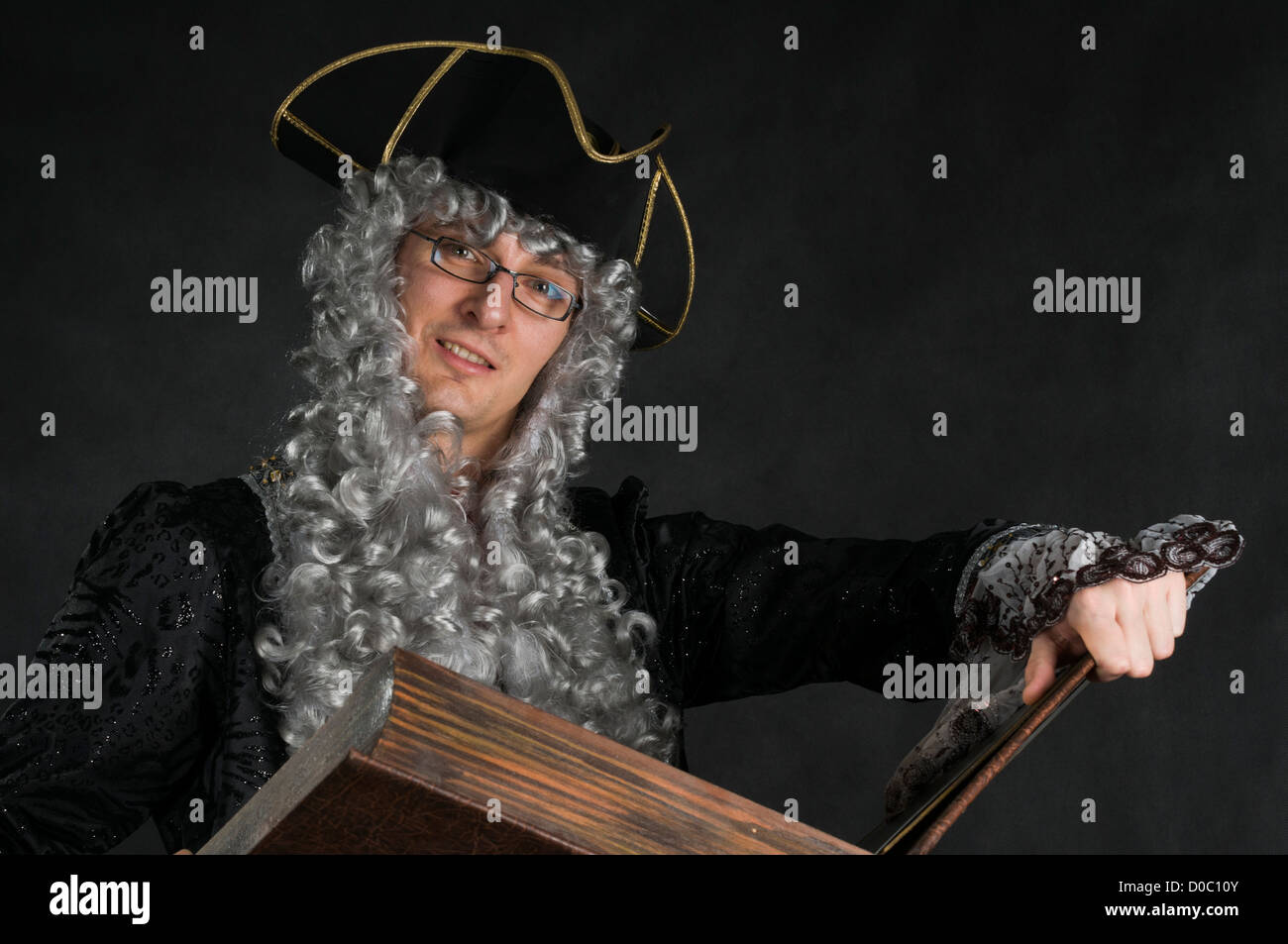 man person magic book wig tale fairy Stock Photo - Alamy