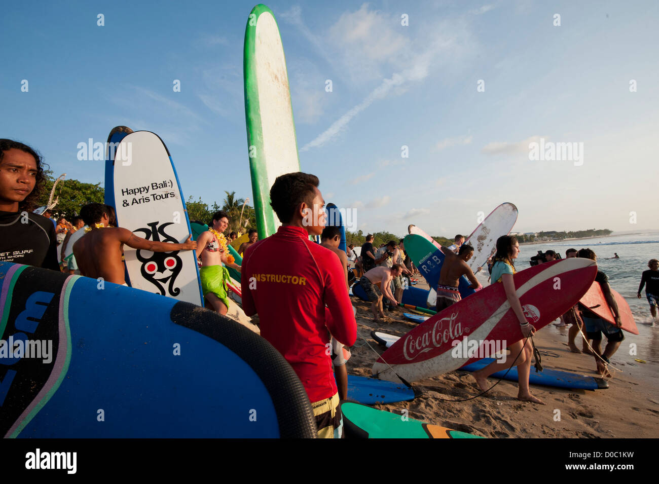 Different nationality surfers , during a memorial service to mark the ...