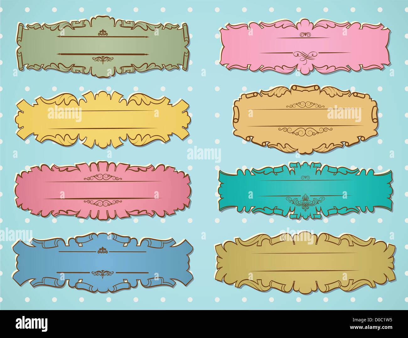 Vector retro vintage border frame. Set Stock Photo - Alamy
