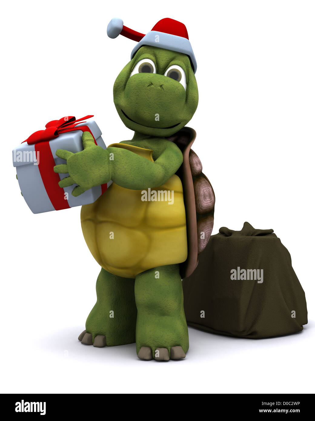 3D render of a tortoise santa character Stock Photo - Alamy
