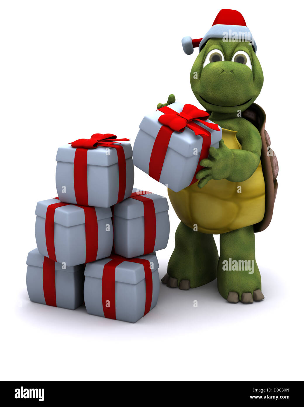 3D render of a tortoise santa character Stock Photo - Alamy