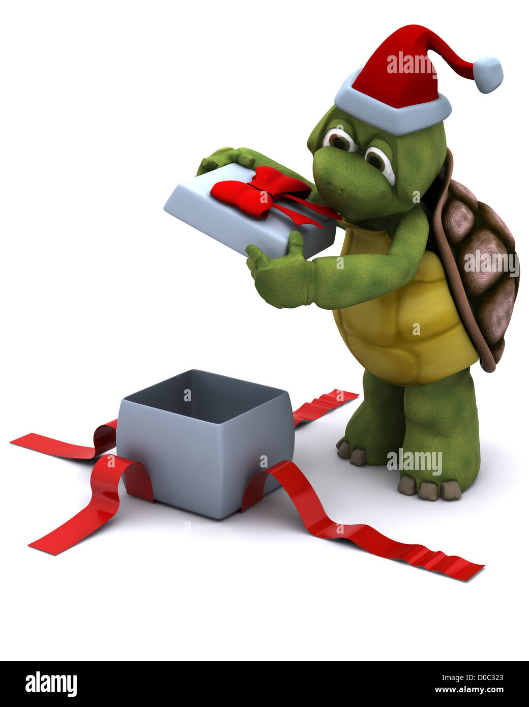 3D render of a tortoise santa character Stock Photo - Alamy
