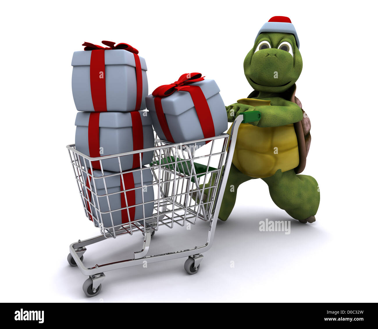 3D render of a tortoise santa character Stock Photo - Alamy