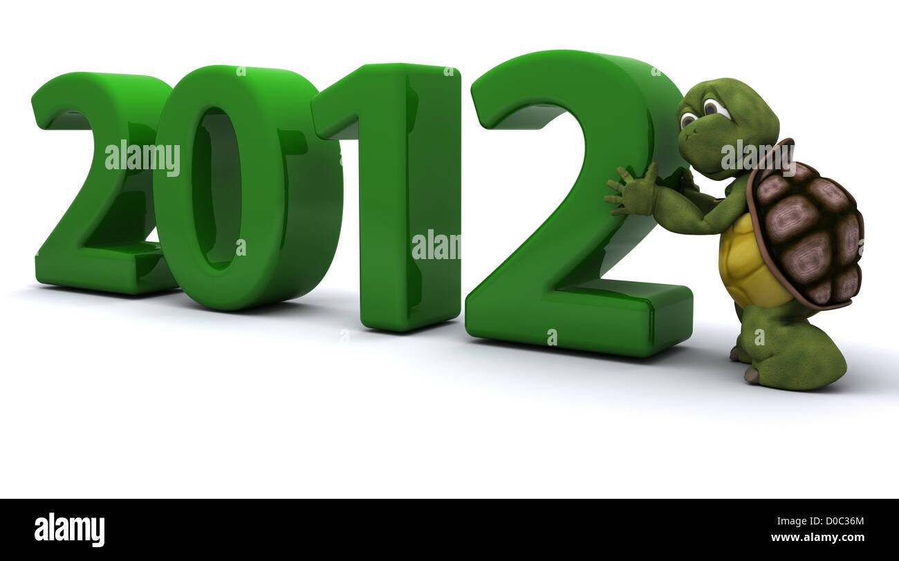 3D render of a Tortoise Bringing the new year in Stock Photo - Alamy
