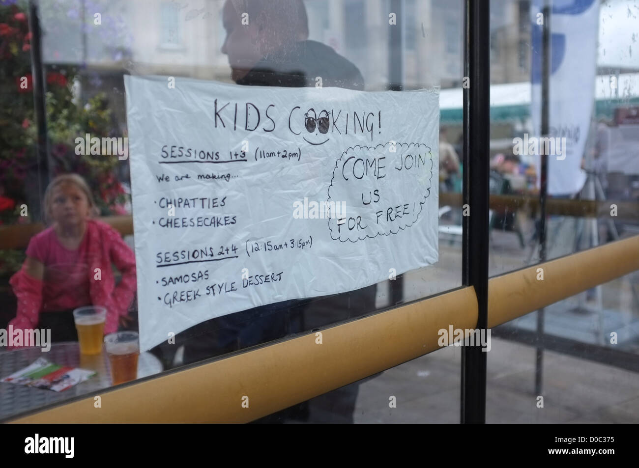 Kids cooking demonstration sign Stock Photo - Alamy