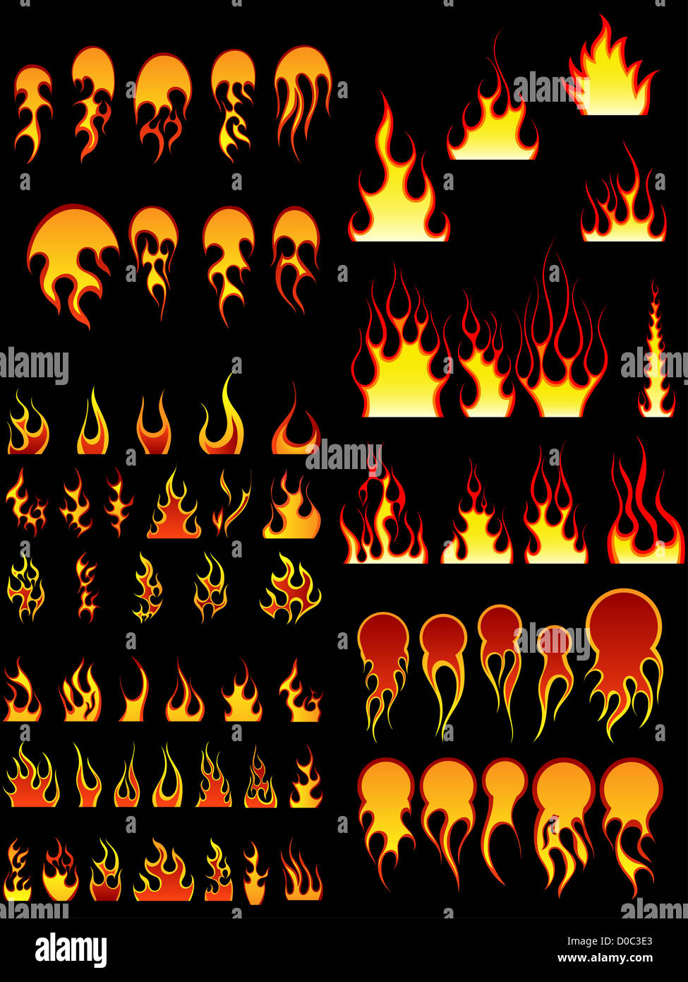 Big collection of fire elements. Fully editable EPS 8 vector ...
