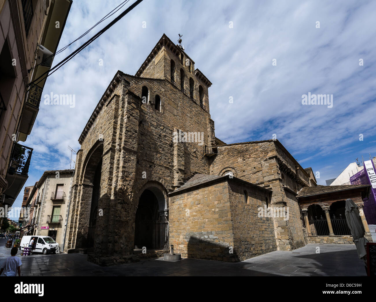 Romanesque style St. Peter Cathedral in Jaca, Aragón, Spain Stock Photo ...