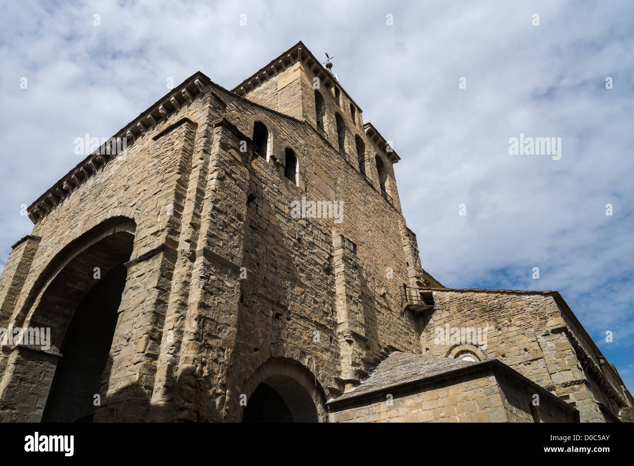 Romanesque style St. Peter Cathedral in Jaca, Aragón, Spain Stock Photo ...