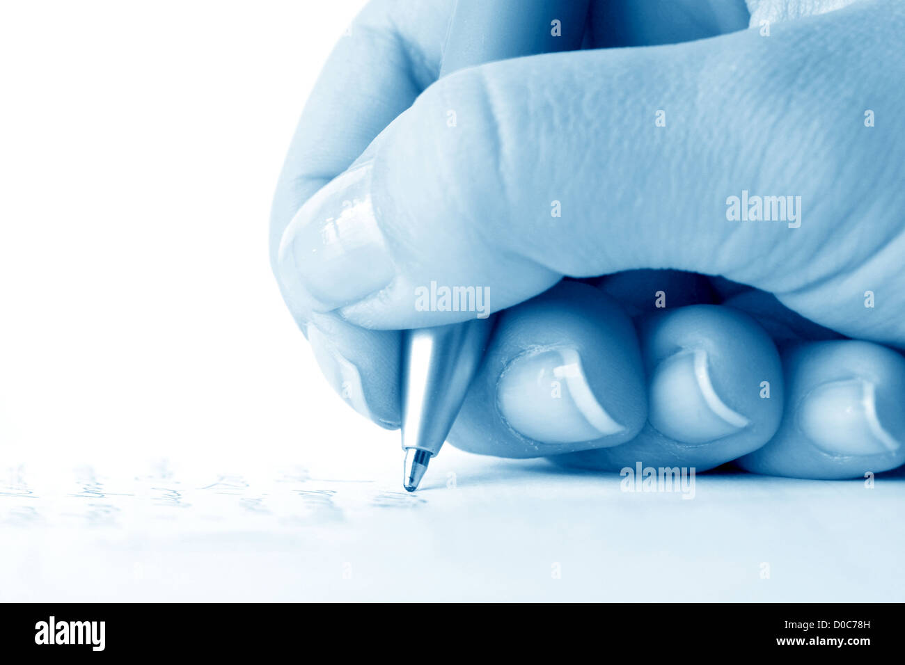 girl write on white paper close up Stock Photo - Alamy