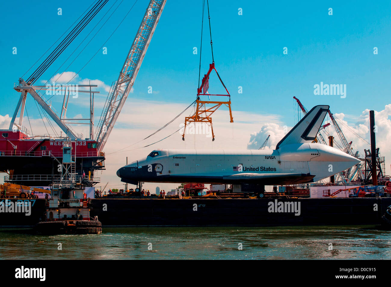 The Space Shuttle prototype Enterprise departs Bayonne after overnight ...