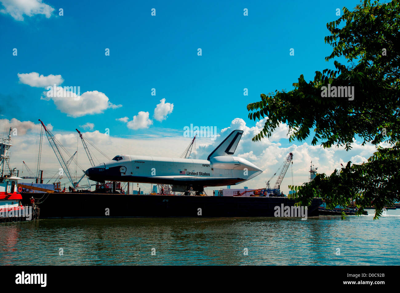 The Space Shuttle prototype Enterprise departs Bayonne after overnight ...