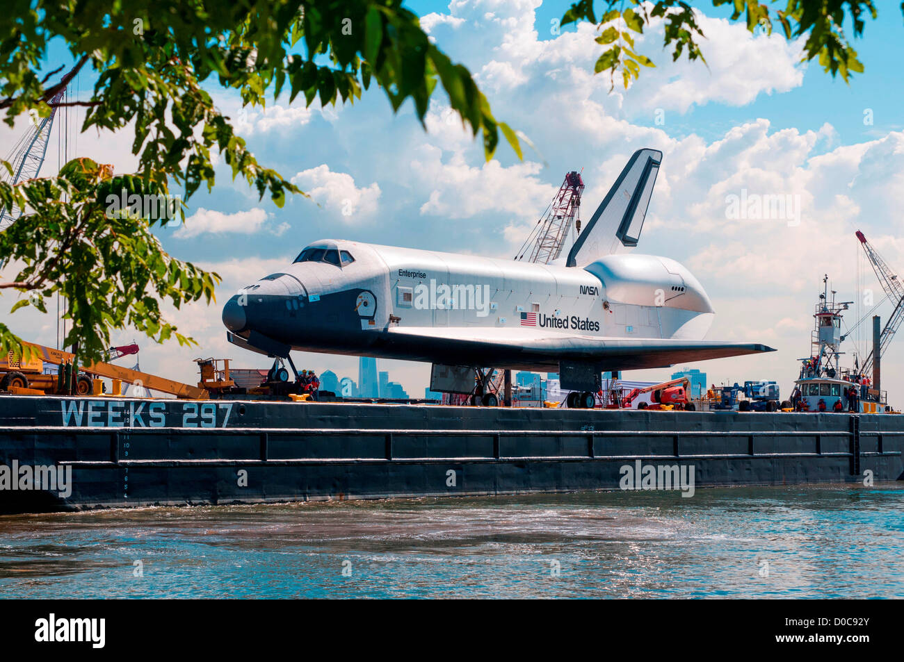 The Space Shuttle prototype Enterprise departs Bayonne after overnight ...