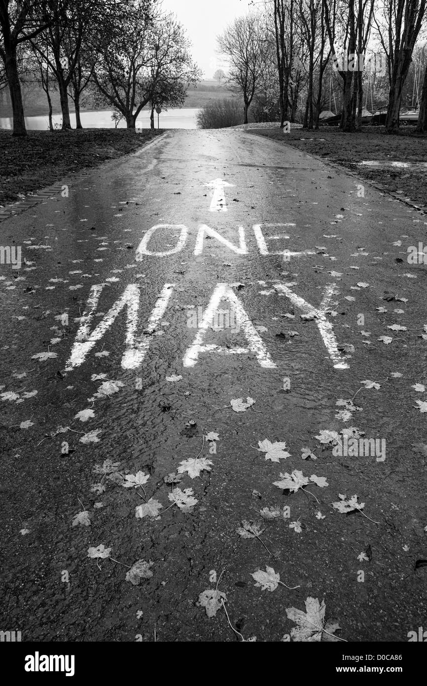 One way road sign Black and White Stock Photos & Images - Alamy