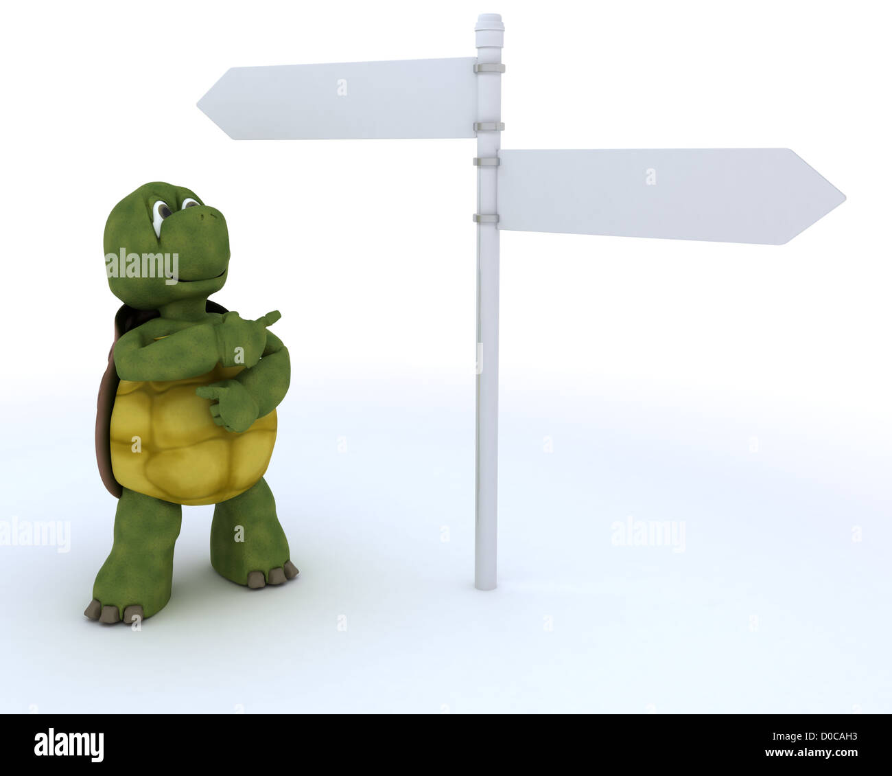 3D render of a tortoise with sign post Stock Photo - Alamy