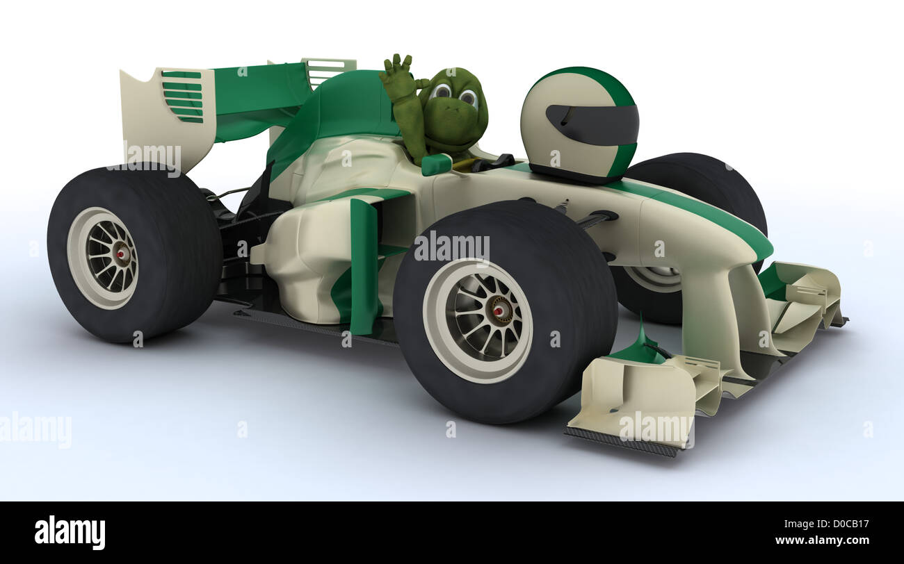 3D render of a tortoise with race car Stock Photo - Alamy